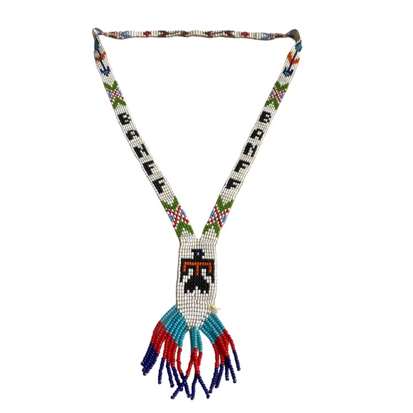 Vintage | Jewelry | Vintage Thunderbird Necklace Beaded Lariat Aztec 7s ...